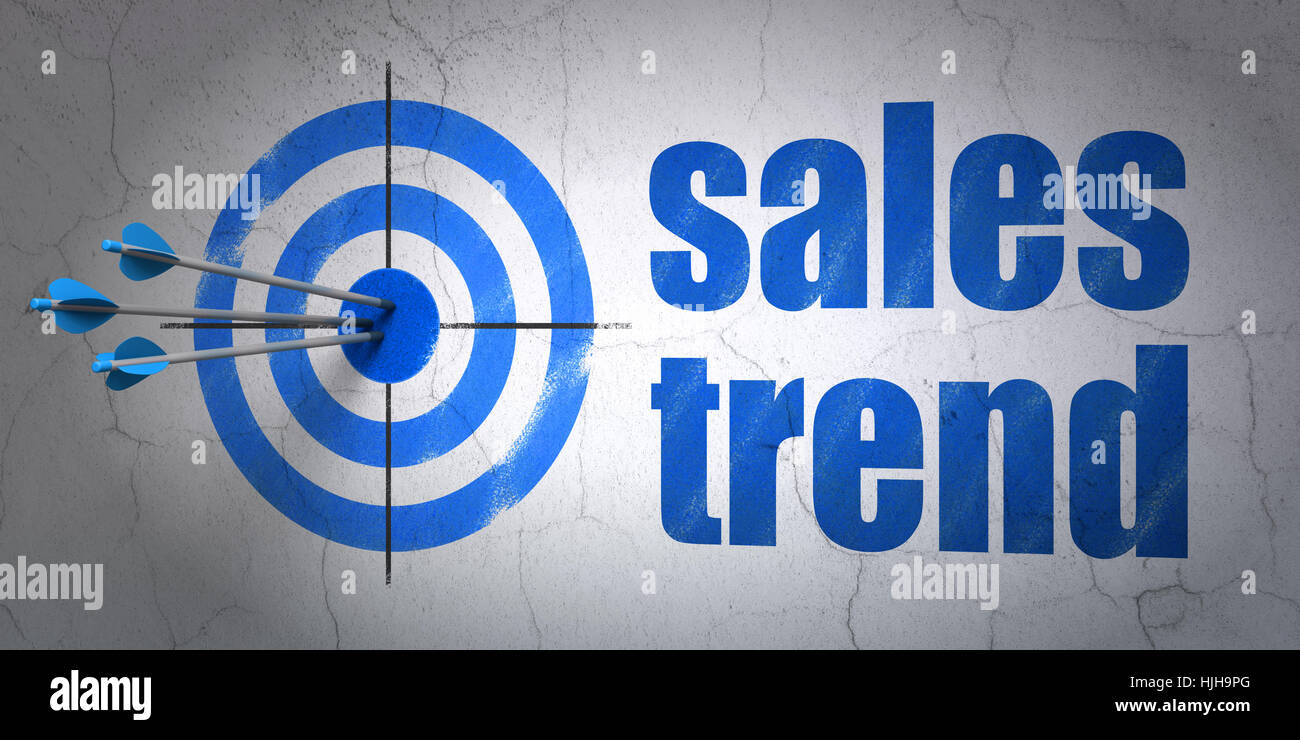 Marketing concept: target and Sales Trend on wall background Stock ...