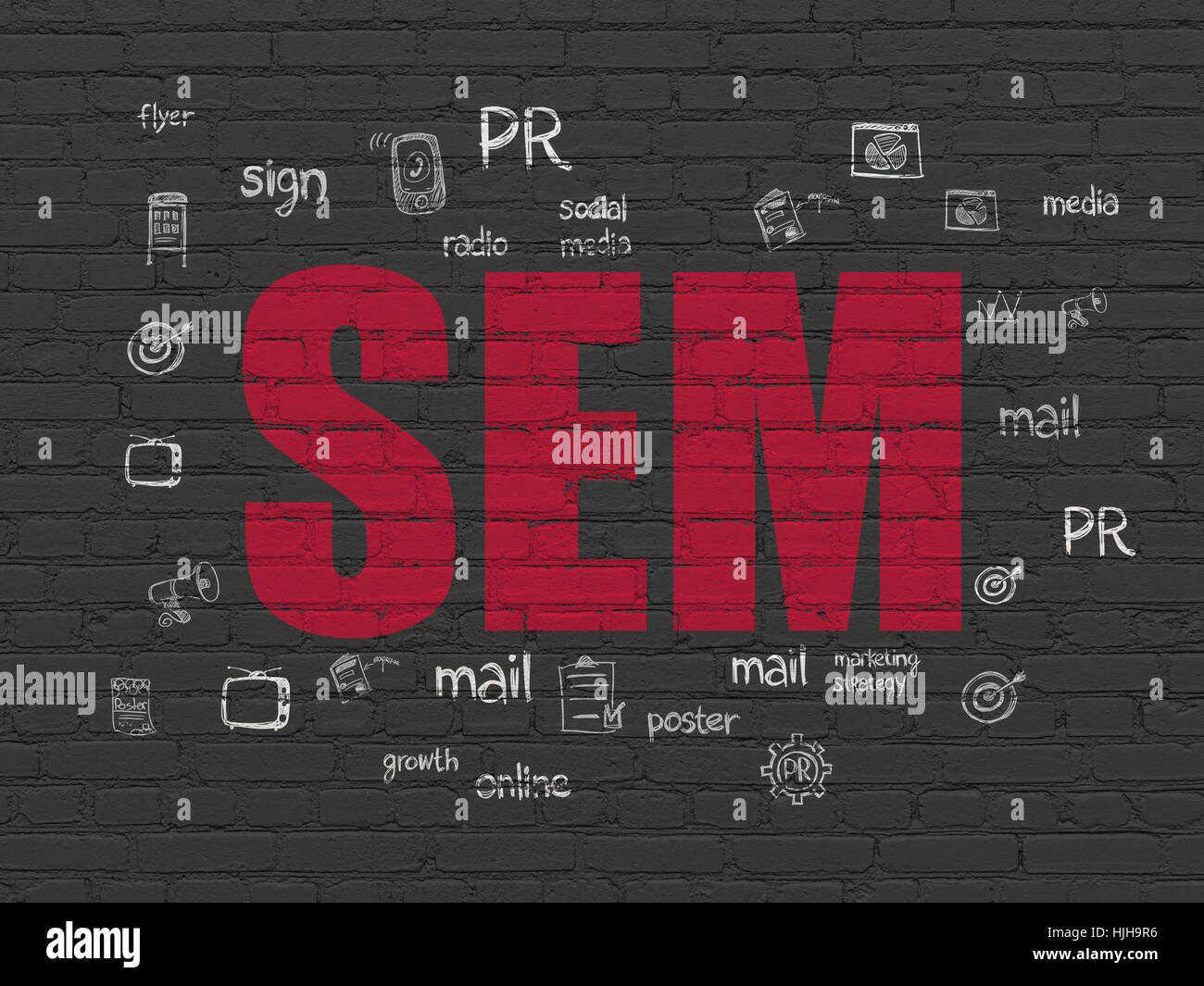 Marketing concept: SEM on wall background Stock Photo - Alamy
