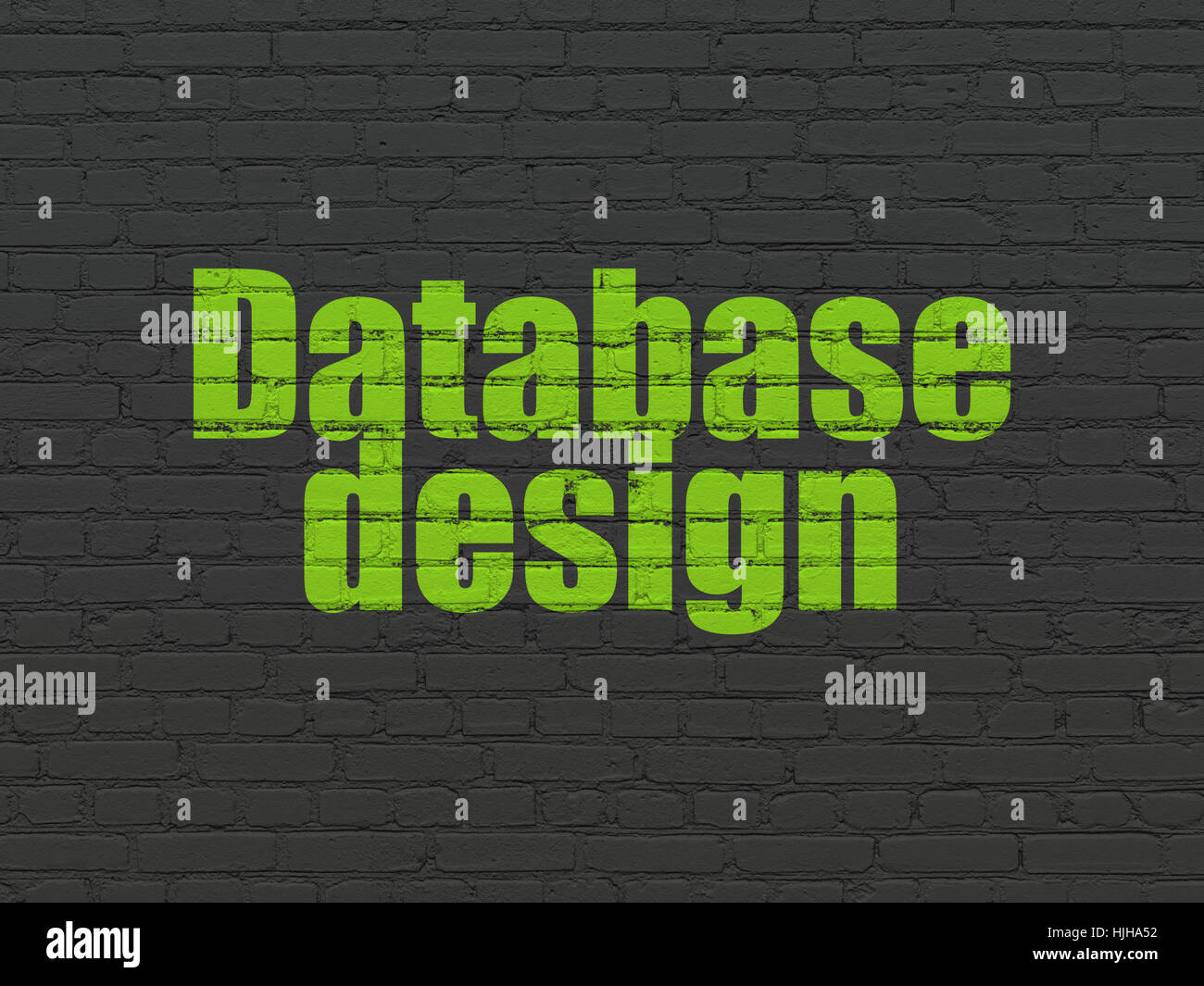 Programming concept: Database Design on wall background Stock Photo - Alamy
