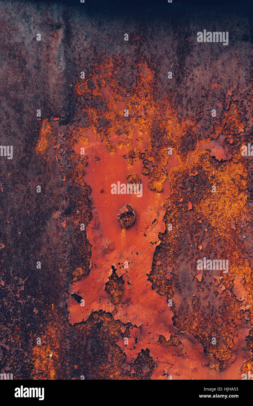 Corroded industrial background, rusty metal plate surface texture, top ...