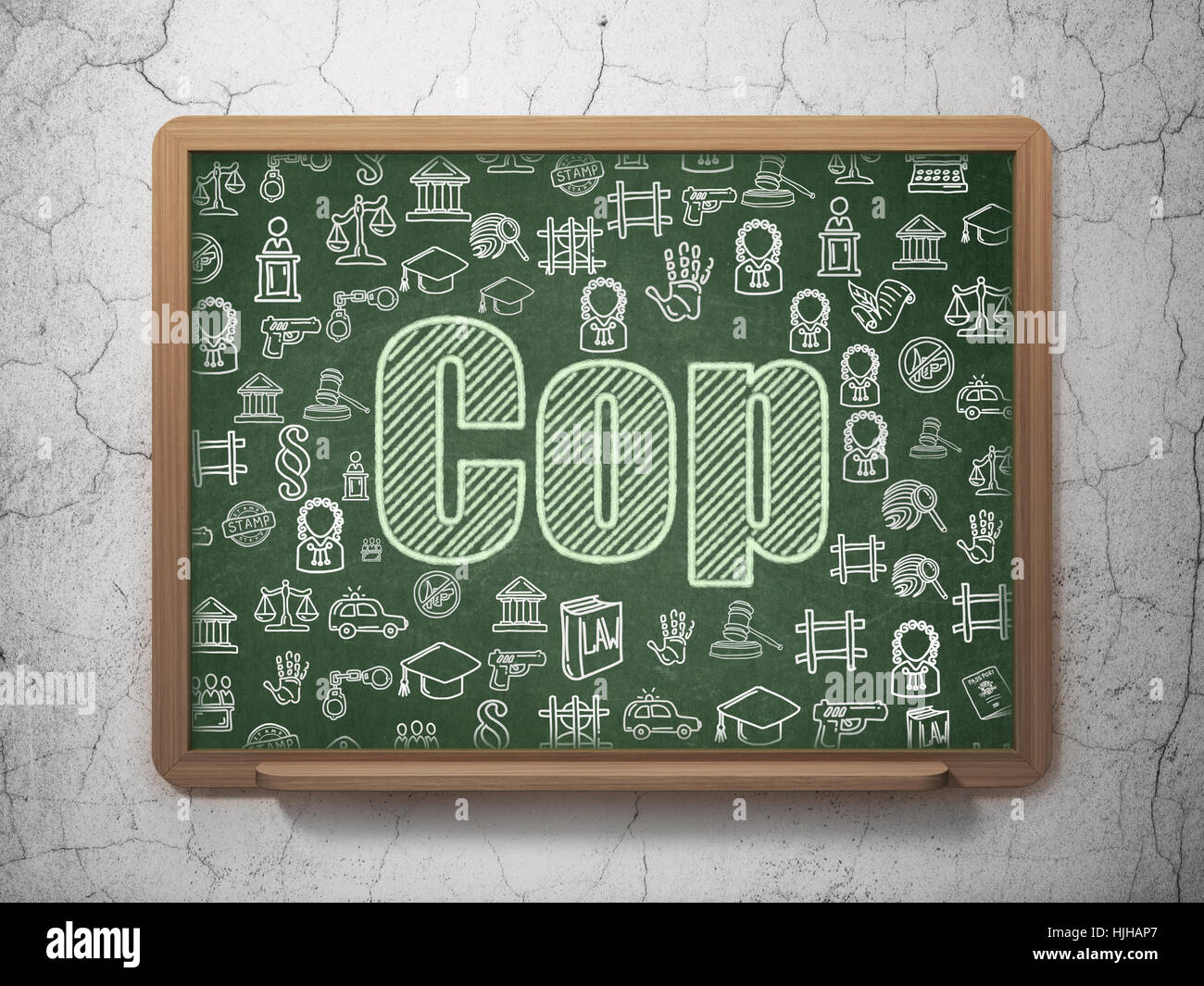 Law concept: Cop on School board background Stock Photo - Alamy