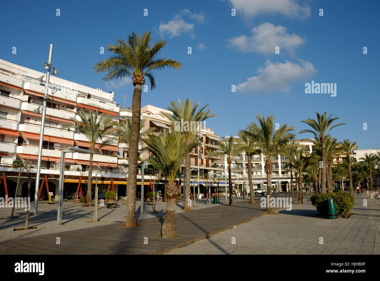 mallorca, palms, tenements, pavement, promenade, palmtrees, boardwalk ...