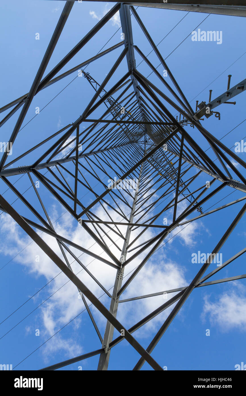 current mast, power line tower, high-tension line, transmission line ...