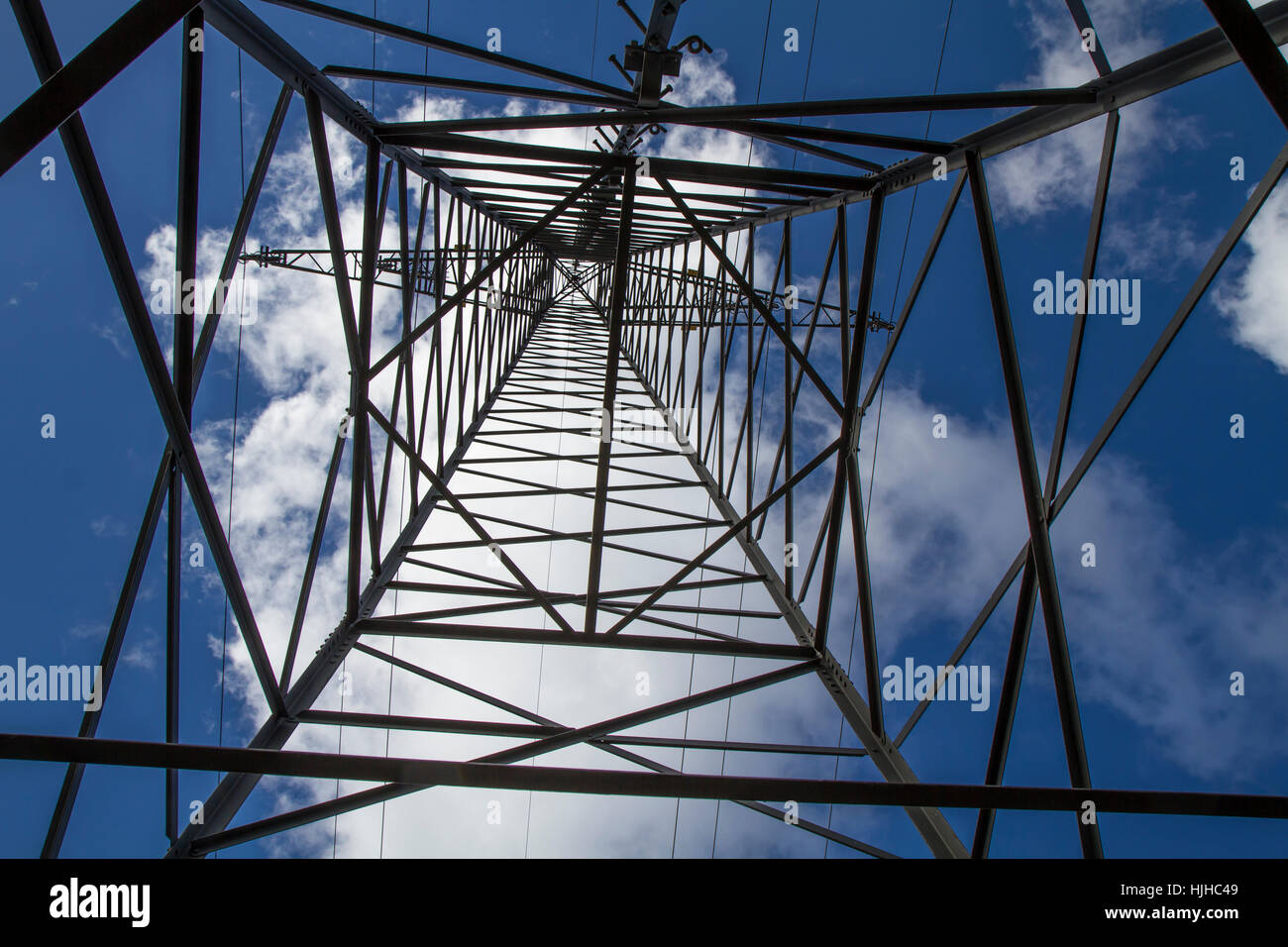 current mast, power line tower, high-tension line, transmission line ...