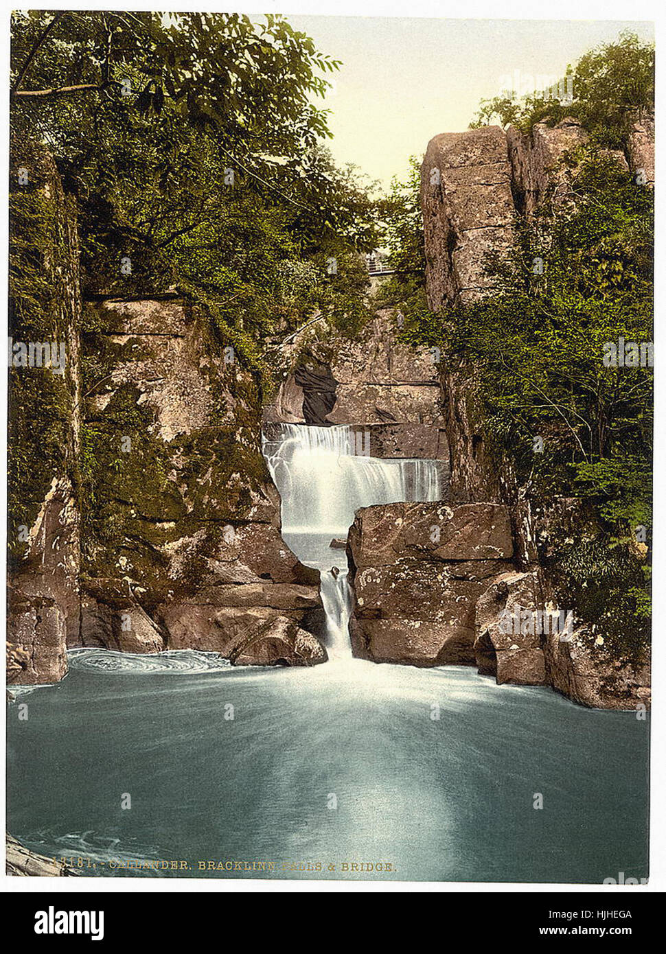 Bracklinn Falls and bridge, Callander, Scotland - Photochrom XIXth ...