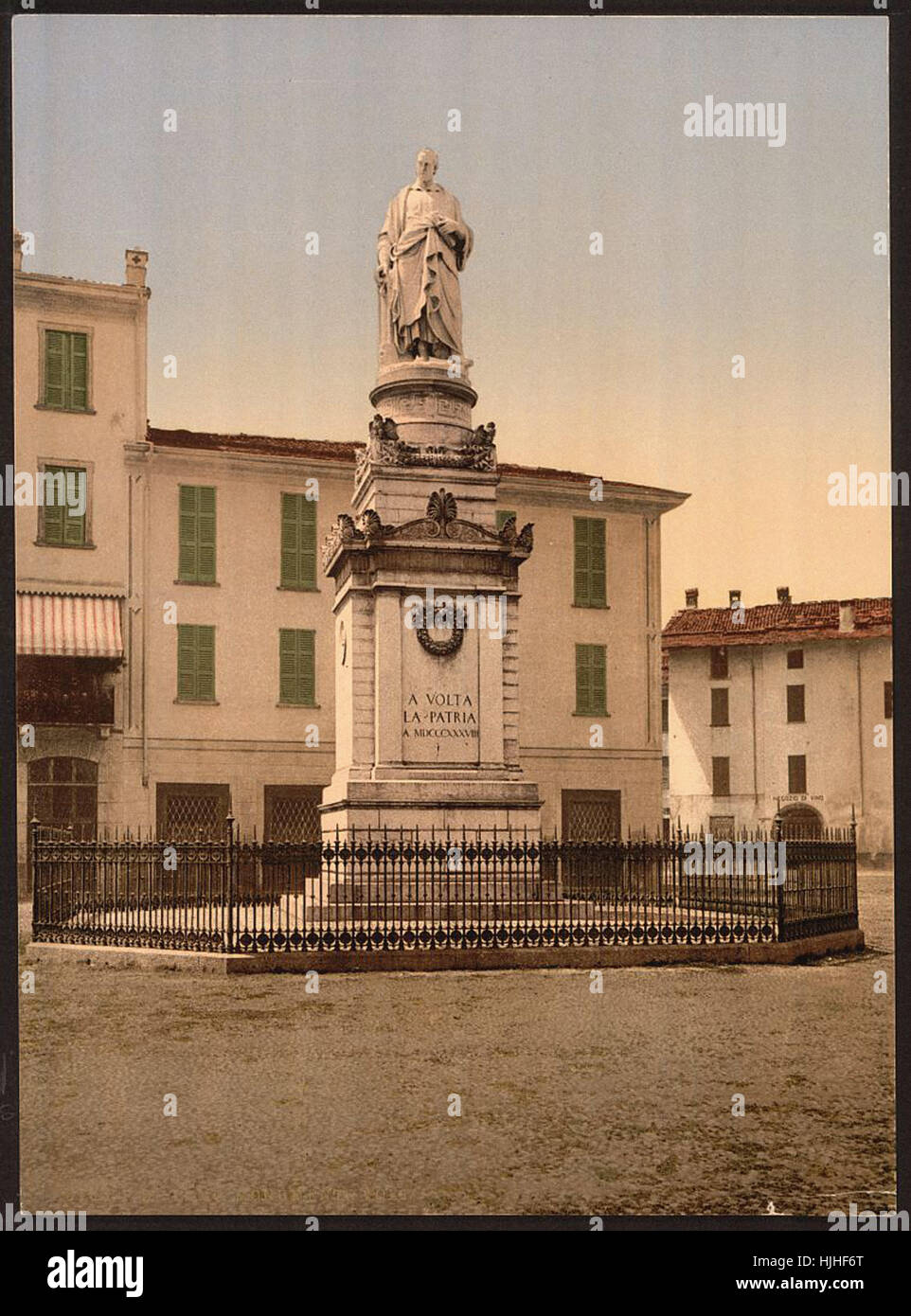 Como, Volta Monument, Lake Como, Italy - Photochrom XIXth century Stock ...