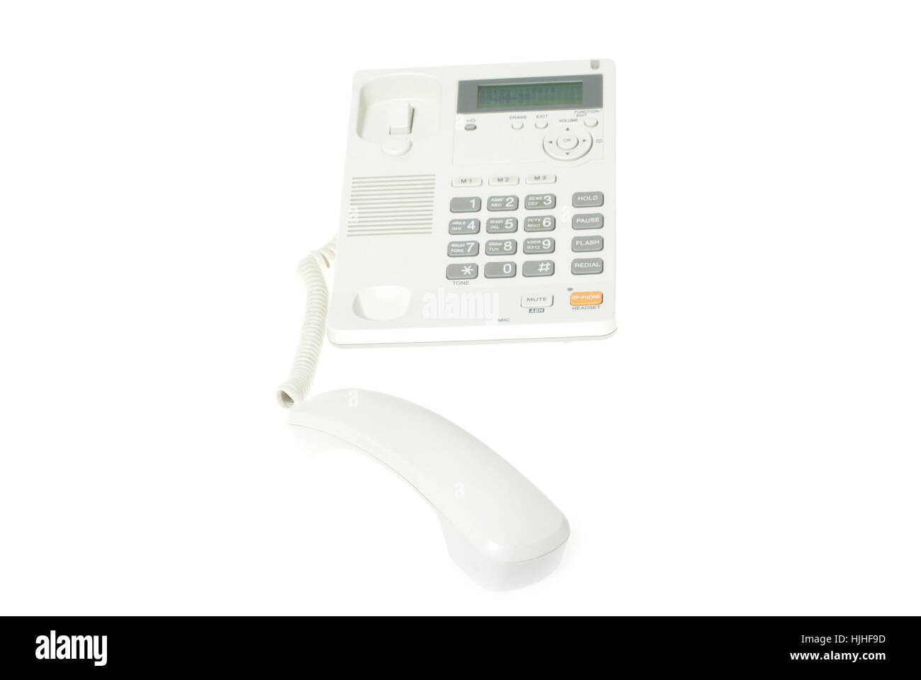 white office telephone on a white background Stock Photo - Alamy