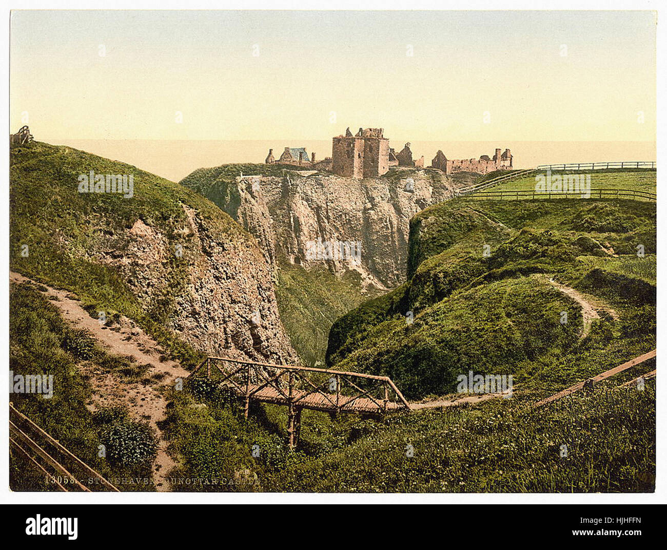 Dunottar Castle, Stonehaven, Scotland - Photochrom XIXth century Stock ...