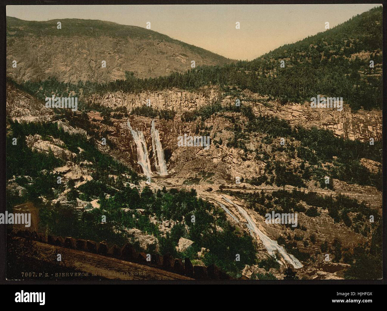 Eide Skjervefos, Hardanger Fjord, Norway - Photochrom XIXth century ...