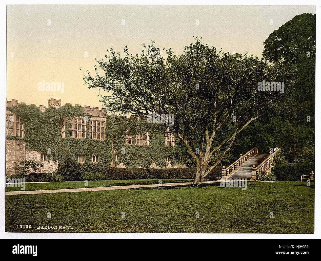 Haddon Hall, from the terrace, Derbyshire, England - Photochrom XIXth ...