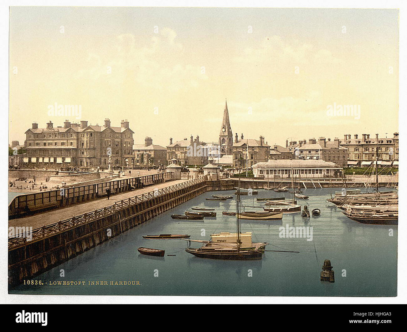 Inner harbor, Lowestoft, England - Photochrom XIXth century Stock Photo ...