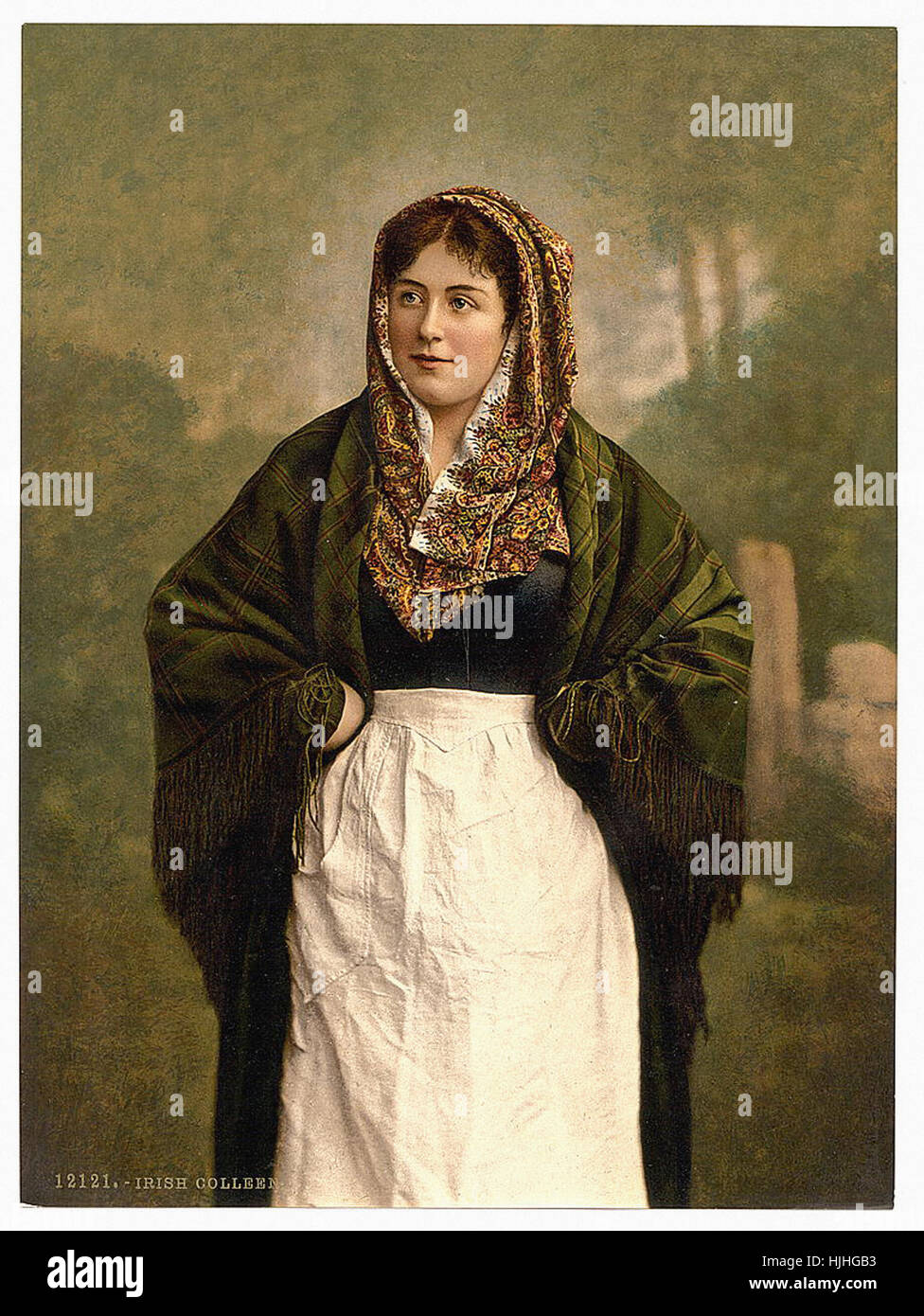 Irish colleen - Photochrom XIXth century Stock Photo - Alamy