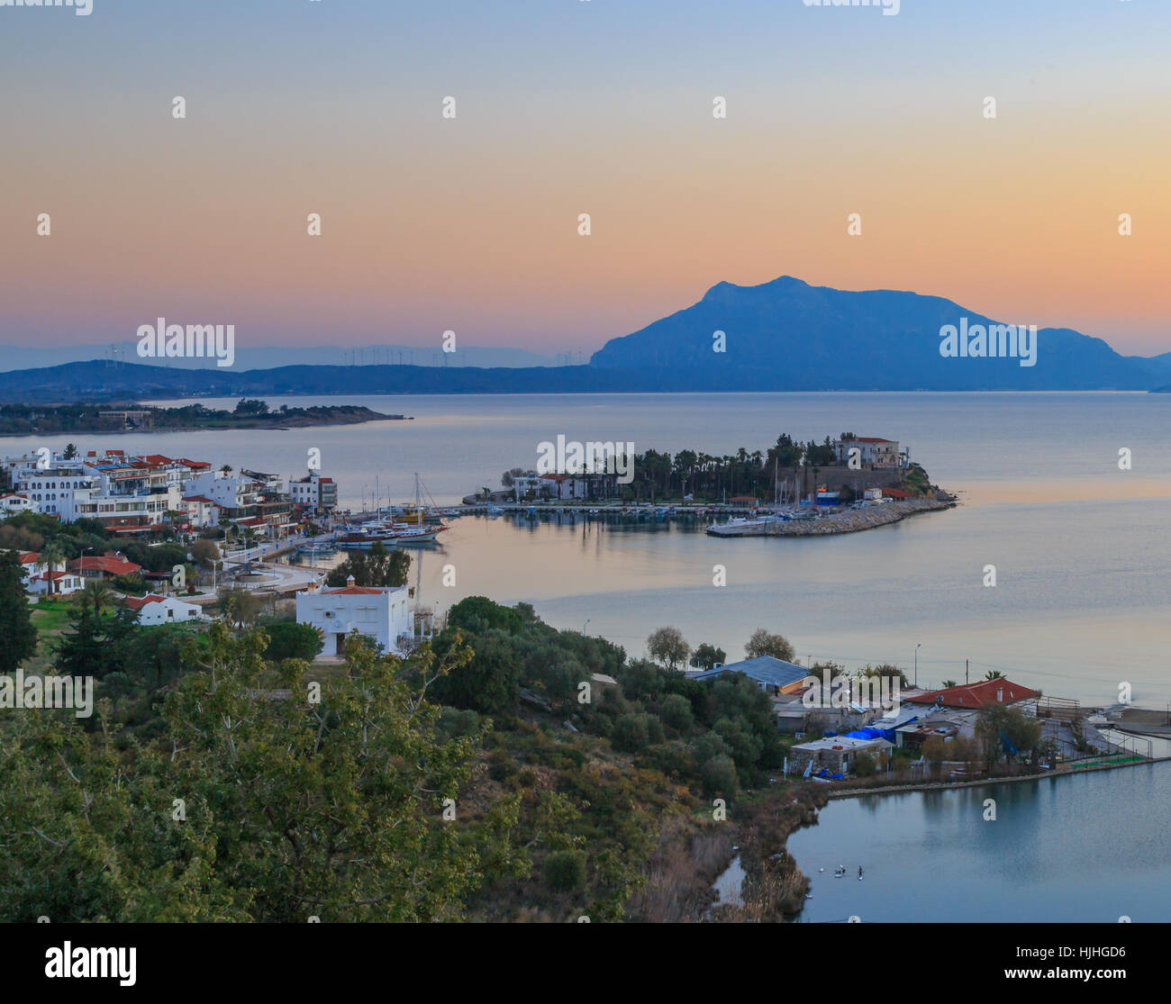 Datca cityscape with lake, a seaside town in Mugla, Turkey Stock Photo ...