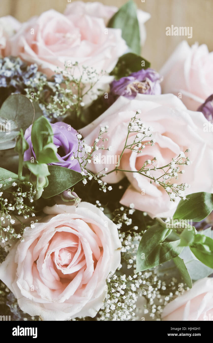 Pink rose in a floral bouquet background Stock Photo - Alamy