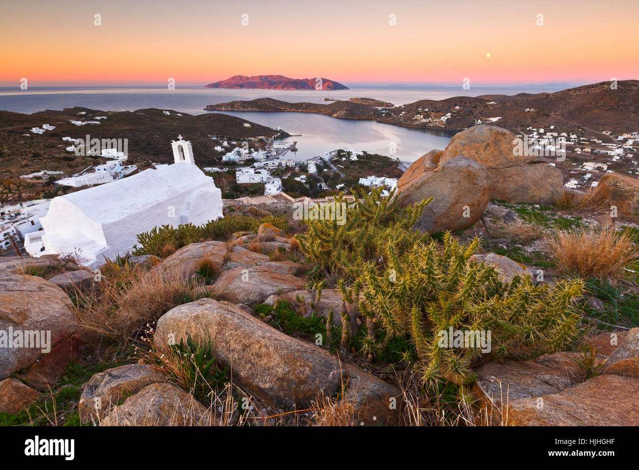 Traditional church in Chora village of Ios island in Greece Stock Photo ...