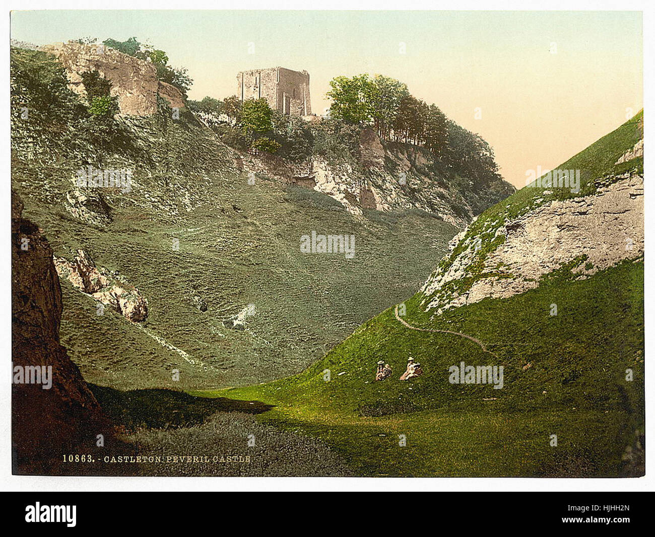 Peveril Castle, Castleton, Derbyshire, England - Photochrom XIXth ...