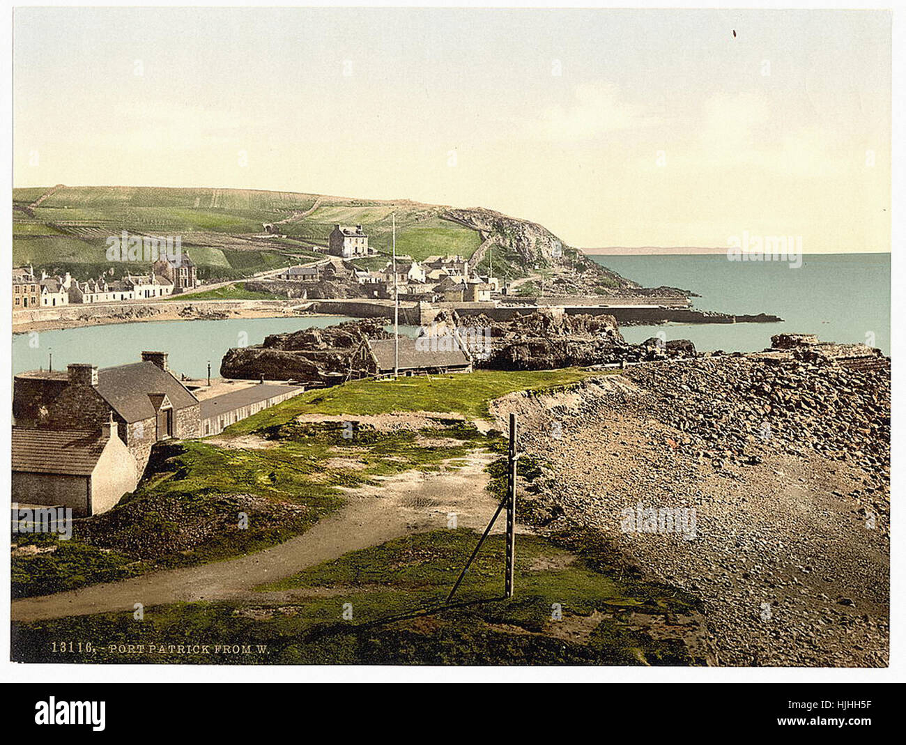 Port Patrick from the west, Scotland - Photochrom XIXth century Stock ...