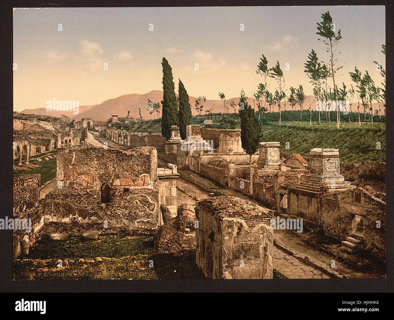 Street of the Tombs, Pompeii, Italy - Photochrom XIXth century Stock ...
