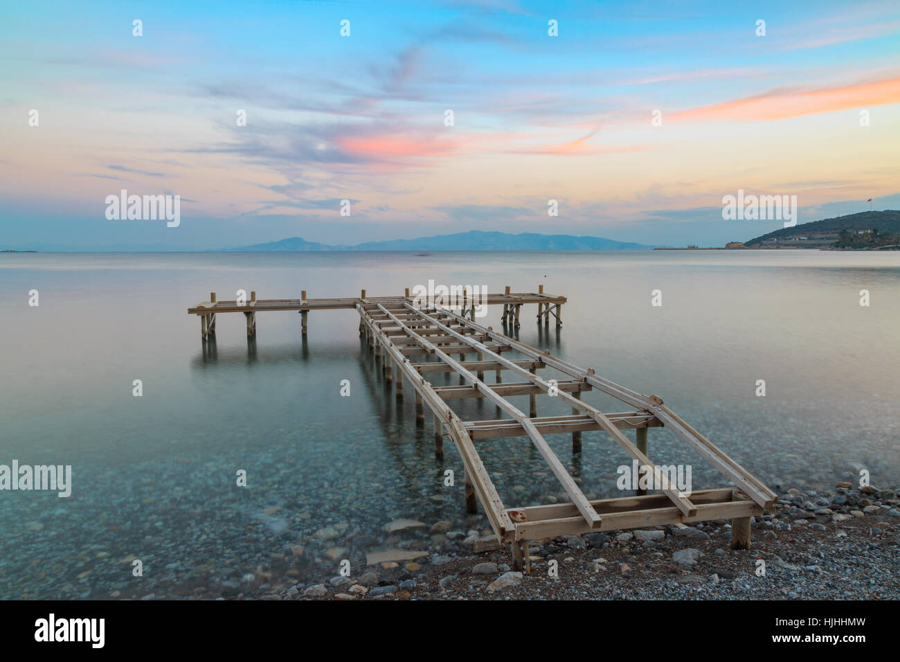 Bare sea pier on the beach of datca, Turkey Stock Photo - Alamy