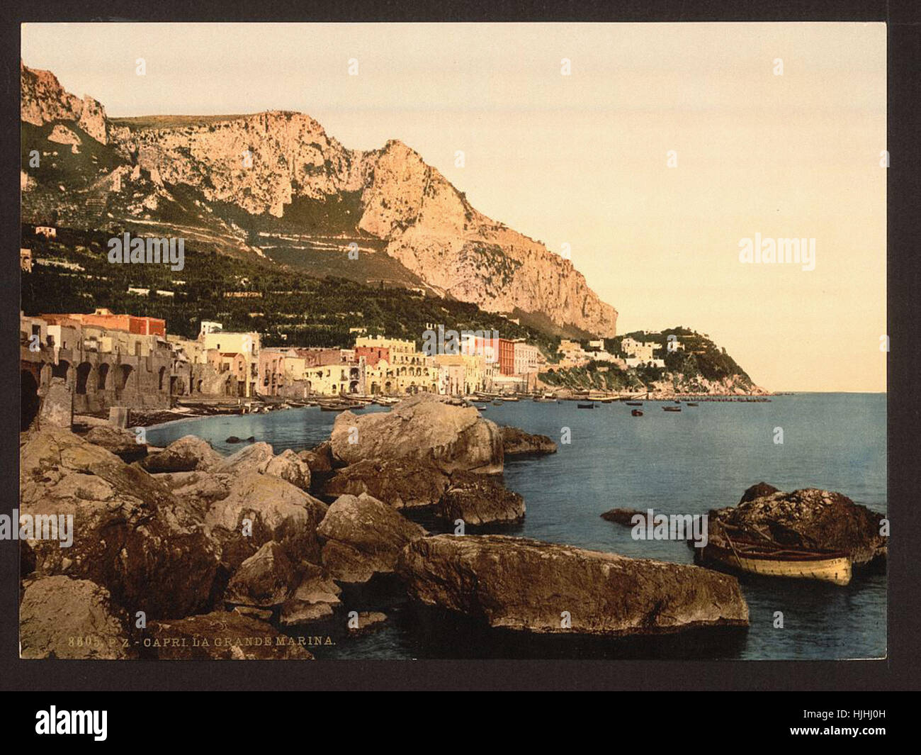 The grand marina, Capri Island, Italy - Photochrom XIXth century Stock ...