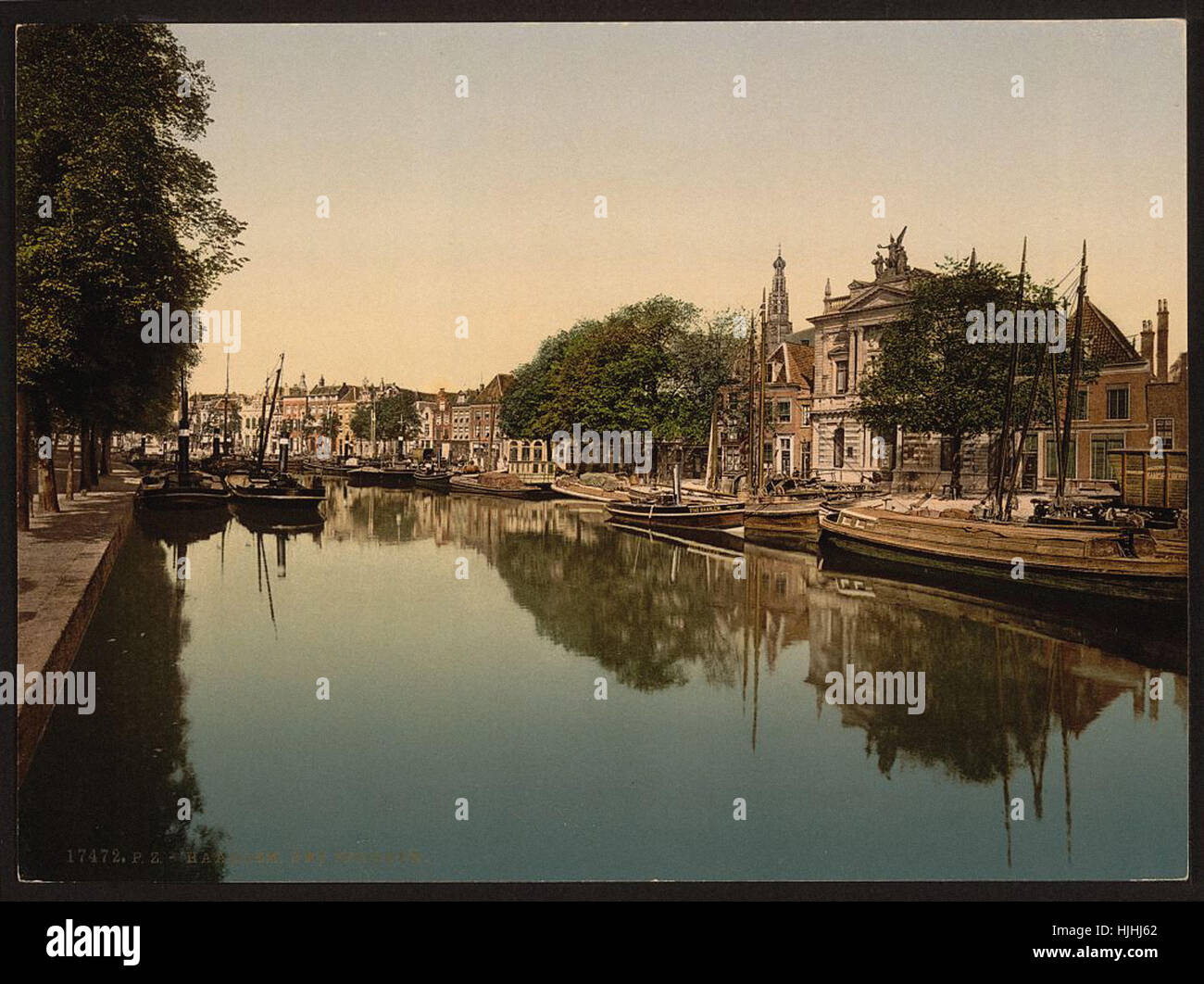 The Spaarne (canal), Haarlem, Holland - Photochrom XIXth century Stock ...