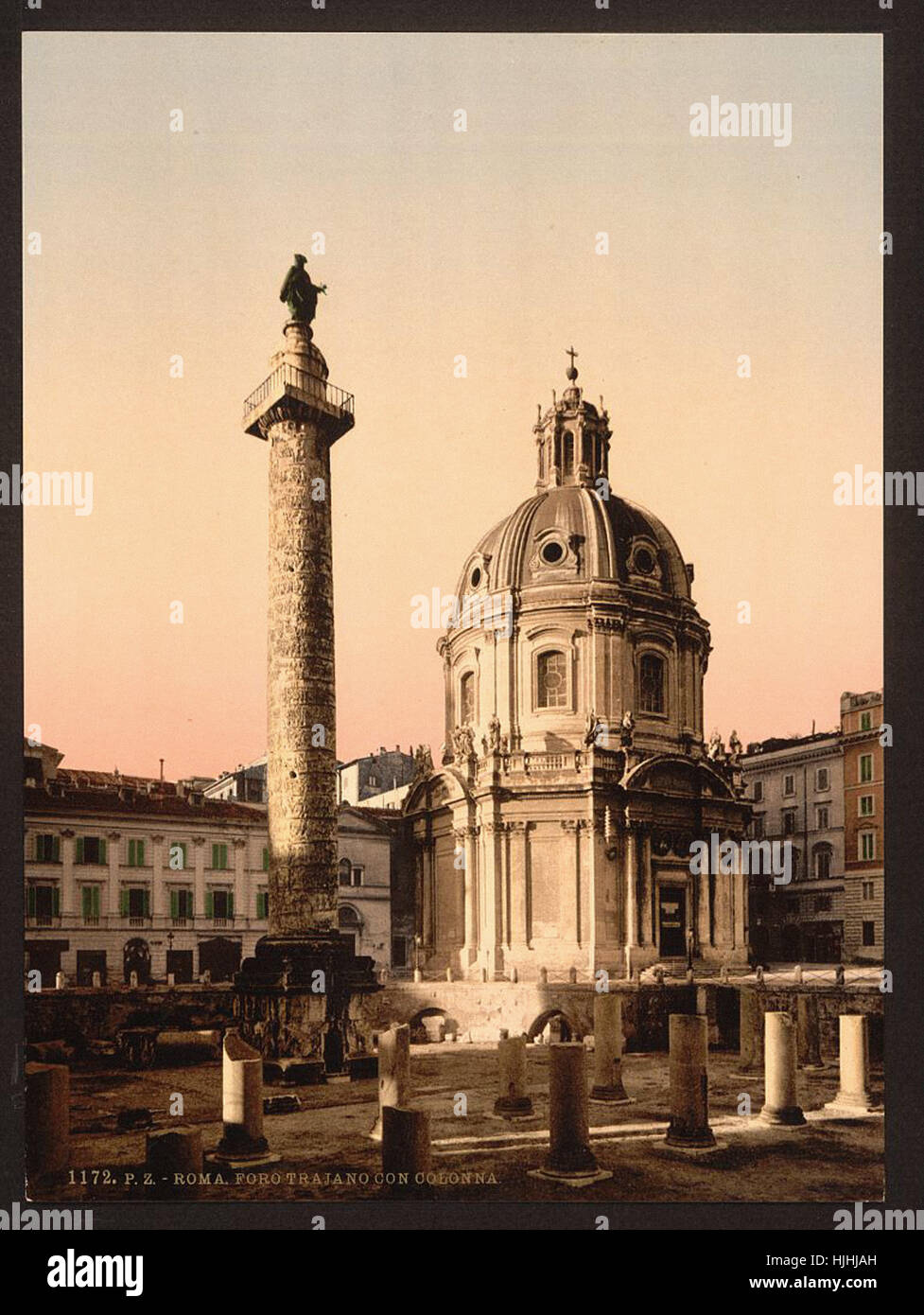 Trajan's Pillar, Rome, Italy - Photochrom XIXth century Stock Photo - Alamy