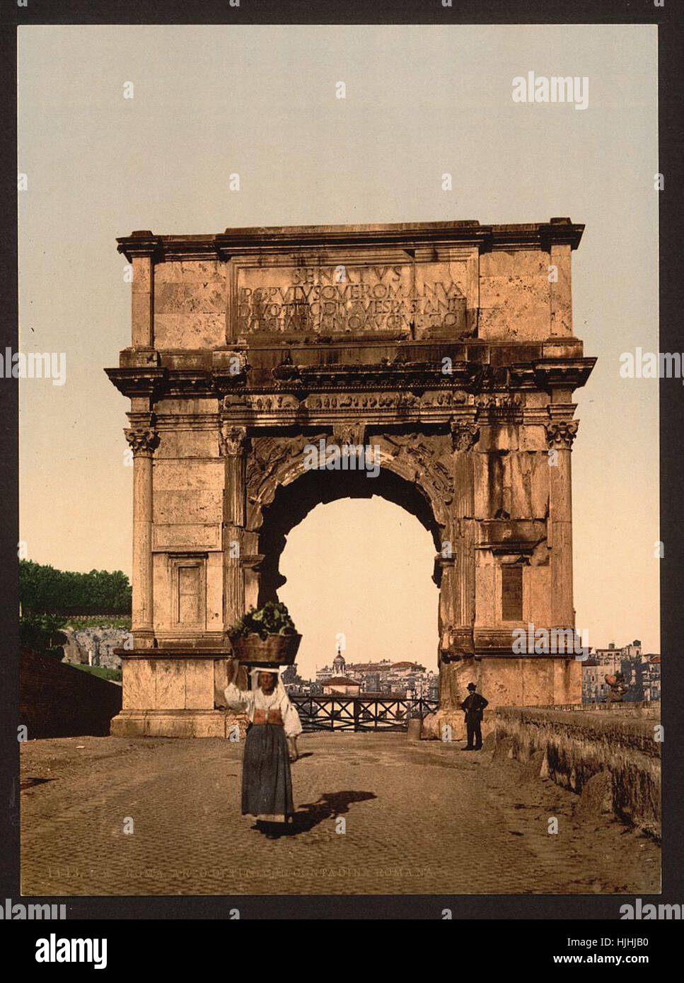 Triumphal Arch of Titus, Rome, Italy - Photochrom XIXth century Stock ...