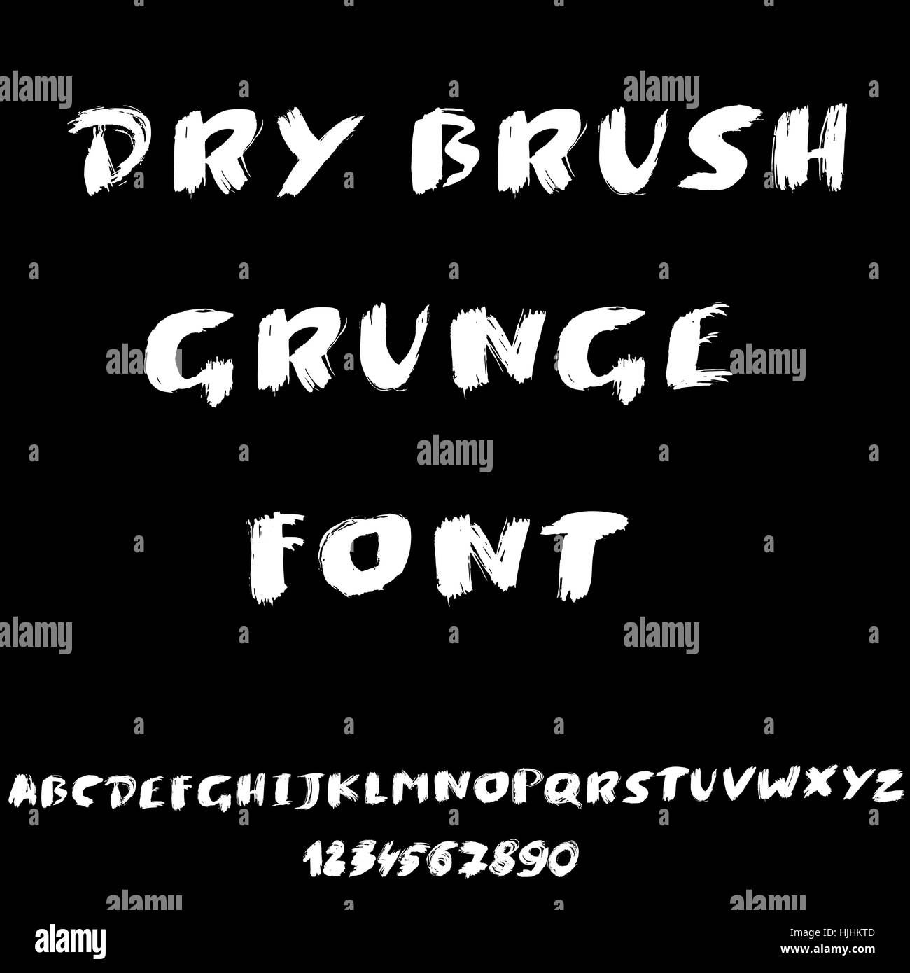 Hand drawn font made by dry brush strokes. Grunge style alphabet ...