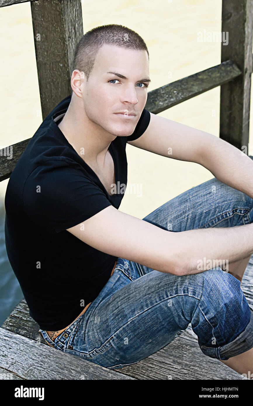 male, masculine, summer, summerly, outdoor, outside, photo model, model ...