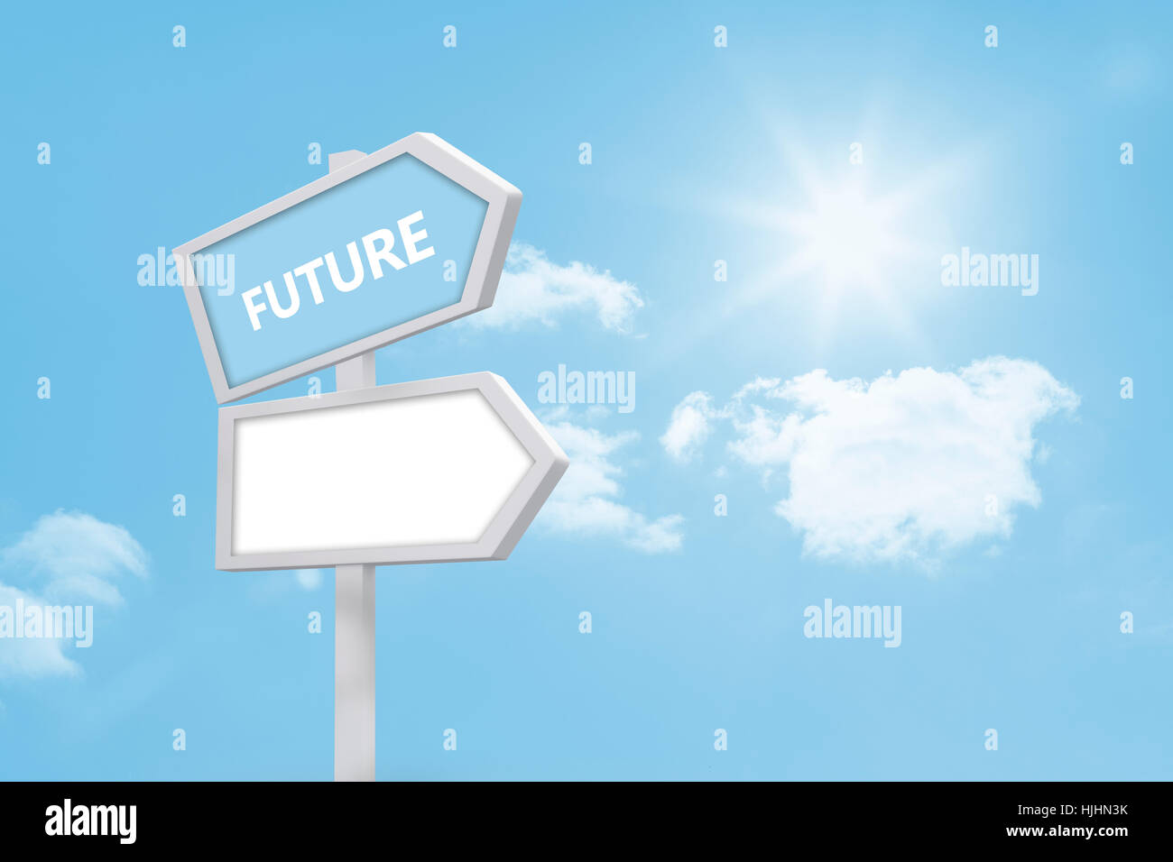 Future road sign with sky behind Stock Photo - Alamy