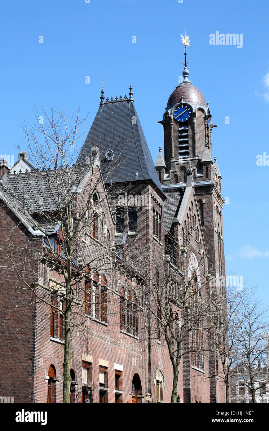 church, holland, netherlands, rotterdam, historical, church, clock ...