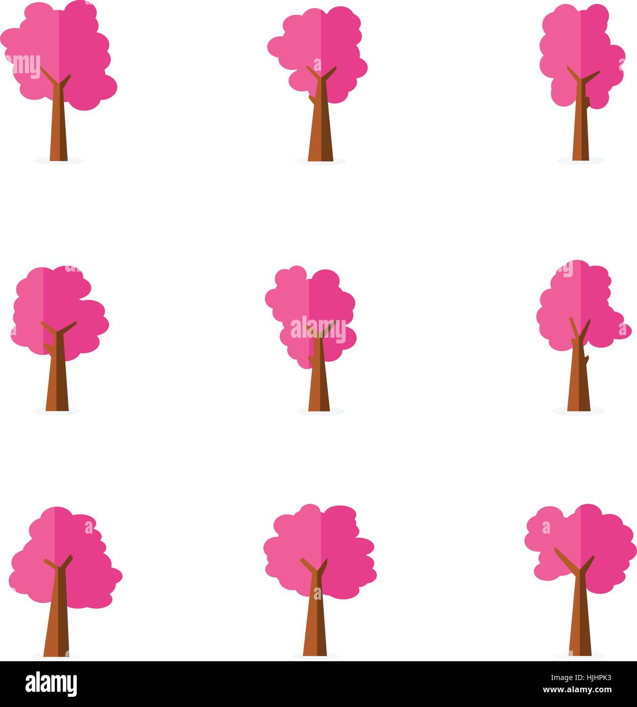 Vector art of pink tree set Stock Vector Image & Art - Alamy