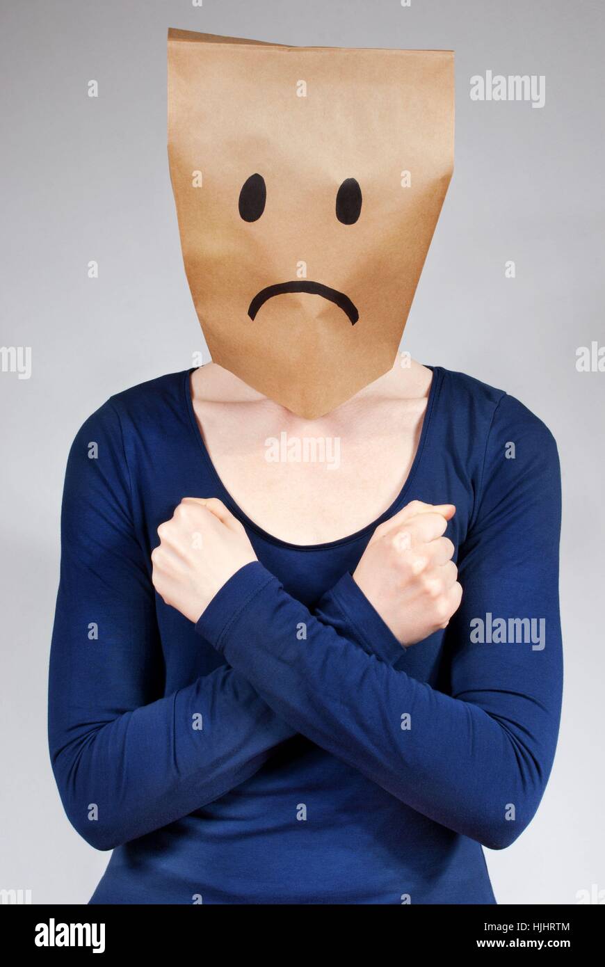 Sad looking paper bag head hi-res stock photography and images - Alamy