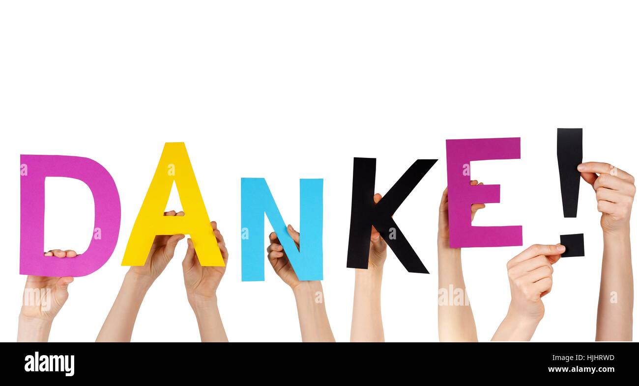 hands holding letters building the german word DANKE!, isolated Stock ...