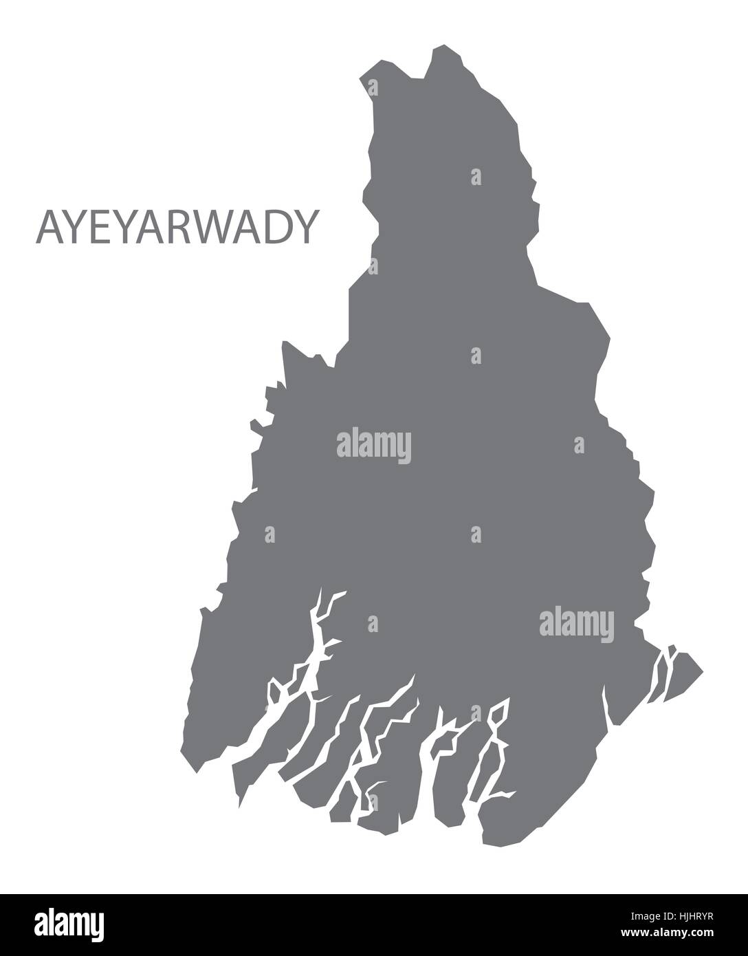 Ayeyarwady Myanmar Map in grey Stock Vector Image & Art - Alamy