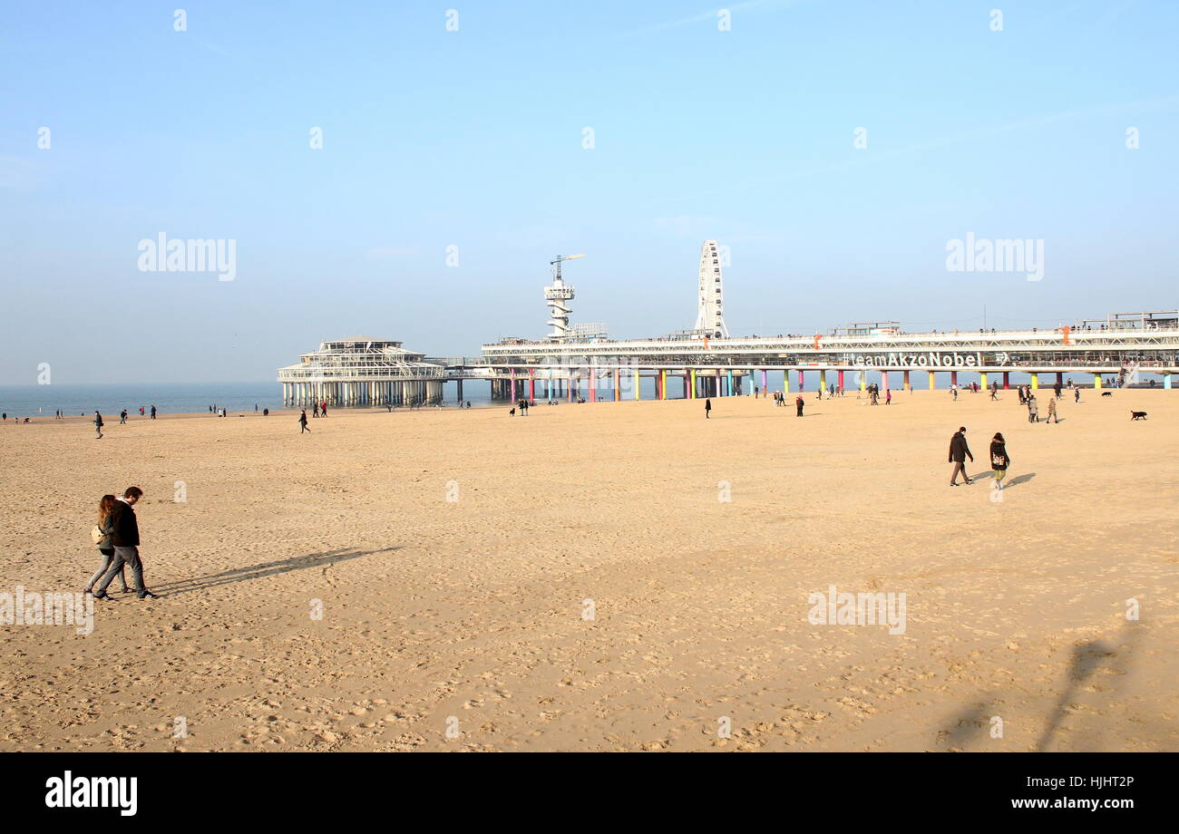 Scheveningen Pier at the North Sea beach resort of Scheveningen - Den ...