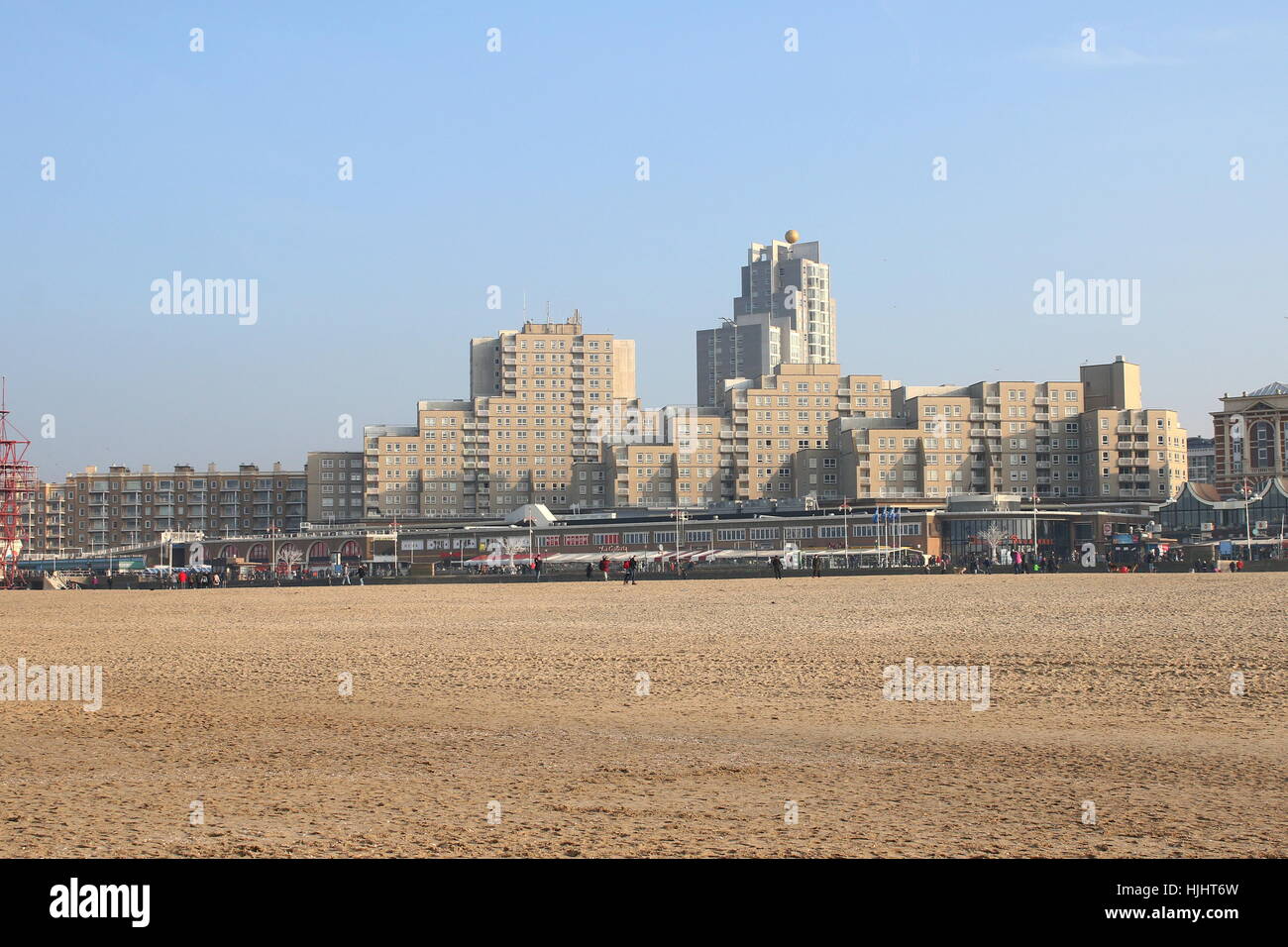 Hotels and apartments at the North Sea beach resort of Scheveningen ...