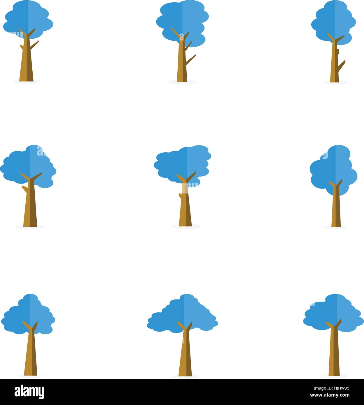 Illustration of blue tree set Stock Vector Image & Art - Alamy