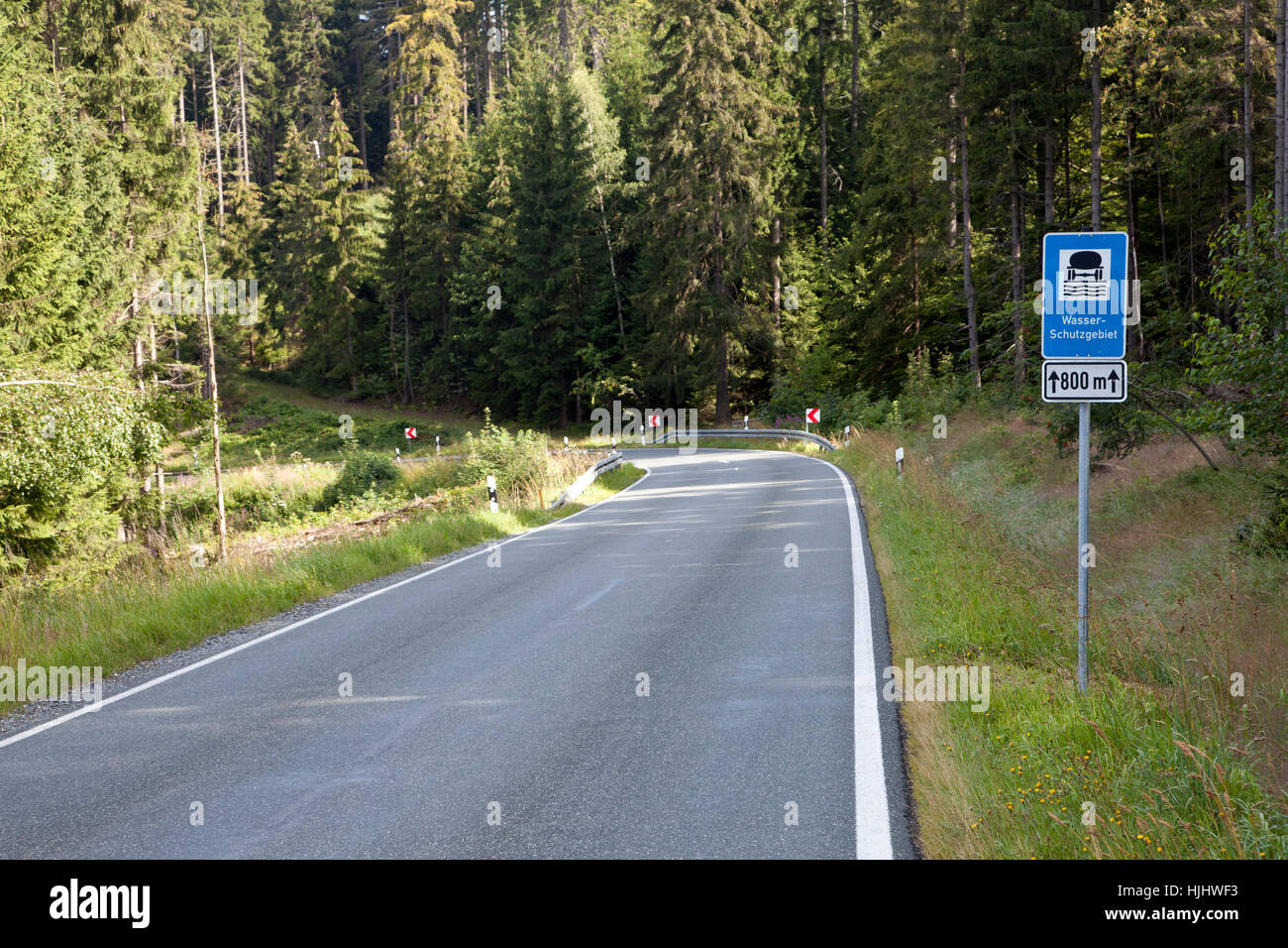 sign, signal, tree, trees, water protection area, street, road, forest ...