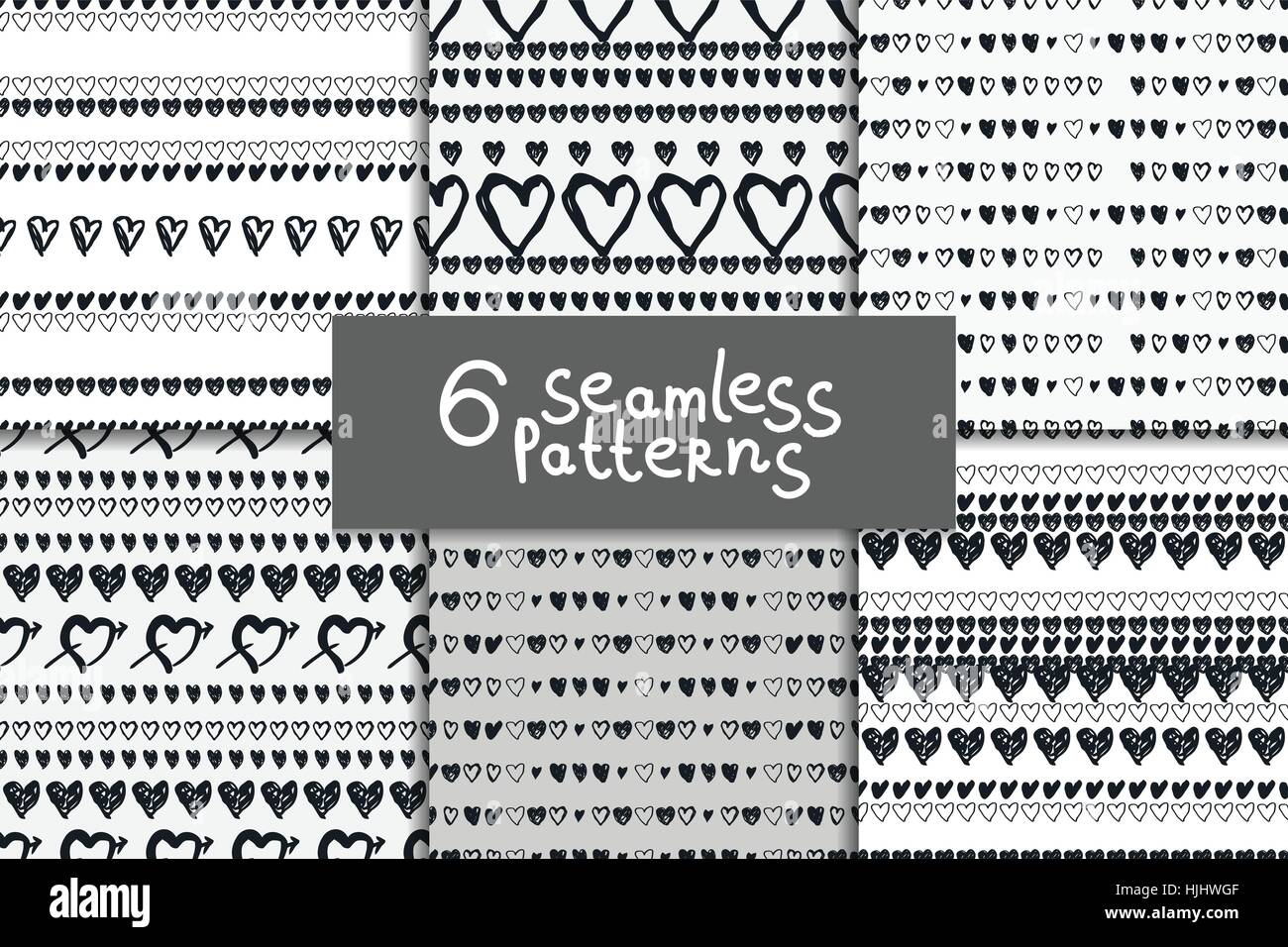 Doodle seamless pattern set with hearts Stock Vector Image & Art - Alamy