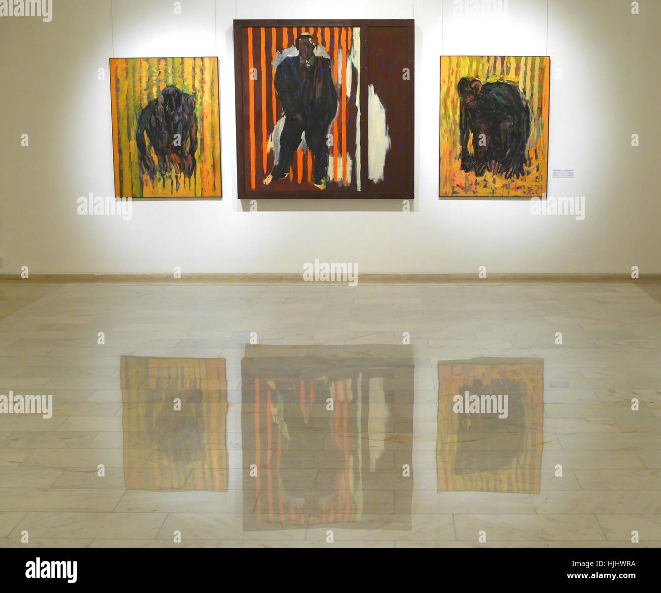 Paintings in the art gallery, National Museum of Bahrain Stock Photo ...