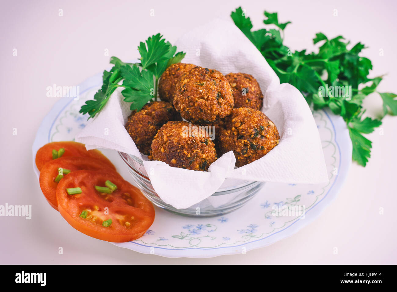Falafel on white table Stock Photo - Alamy