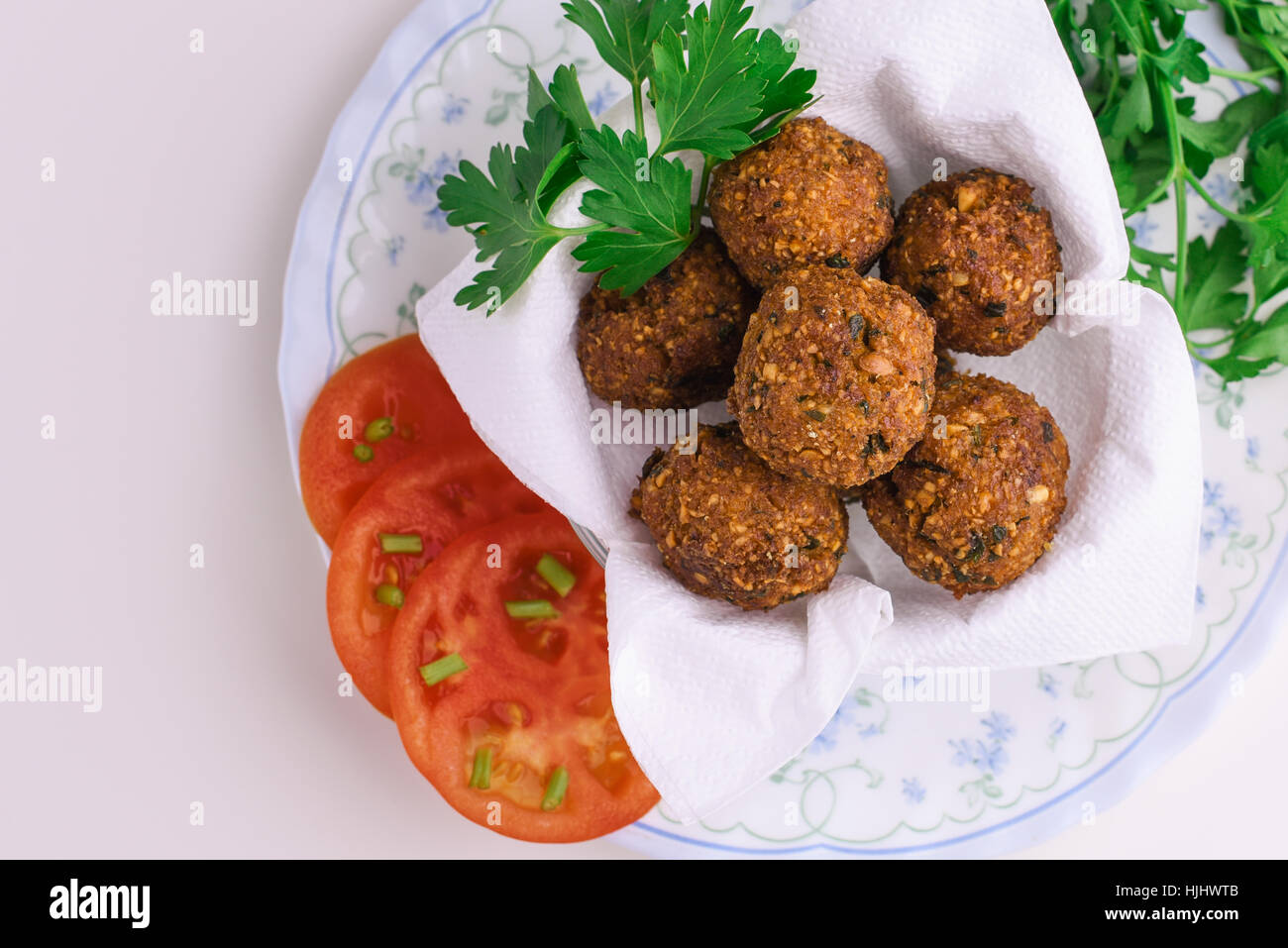 Falafel on white table Stock Photo - Alamy