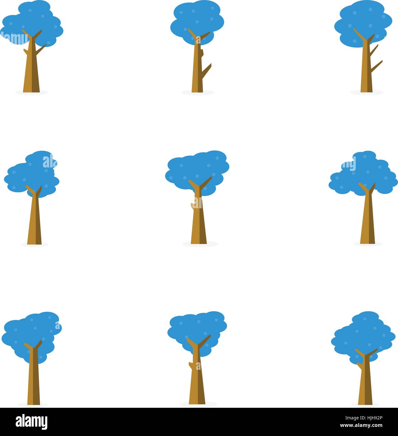 Illustration of blue tree set Stock Vector Image & Art - Alamy