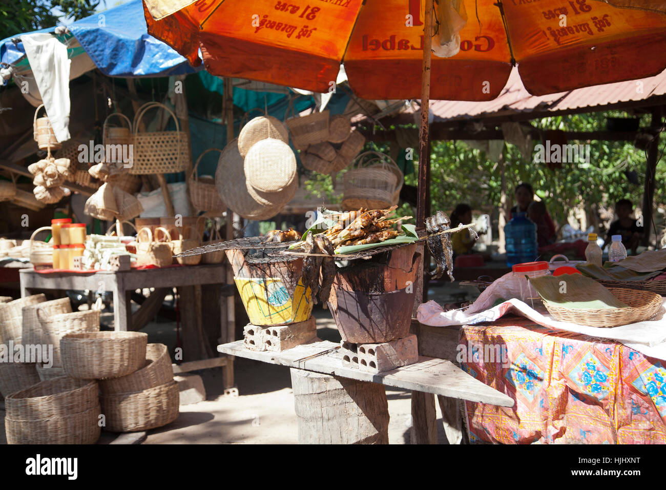 Crafts and Food Stalls in Preah Dak Village in Siem Reap in Cambodia ...