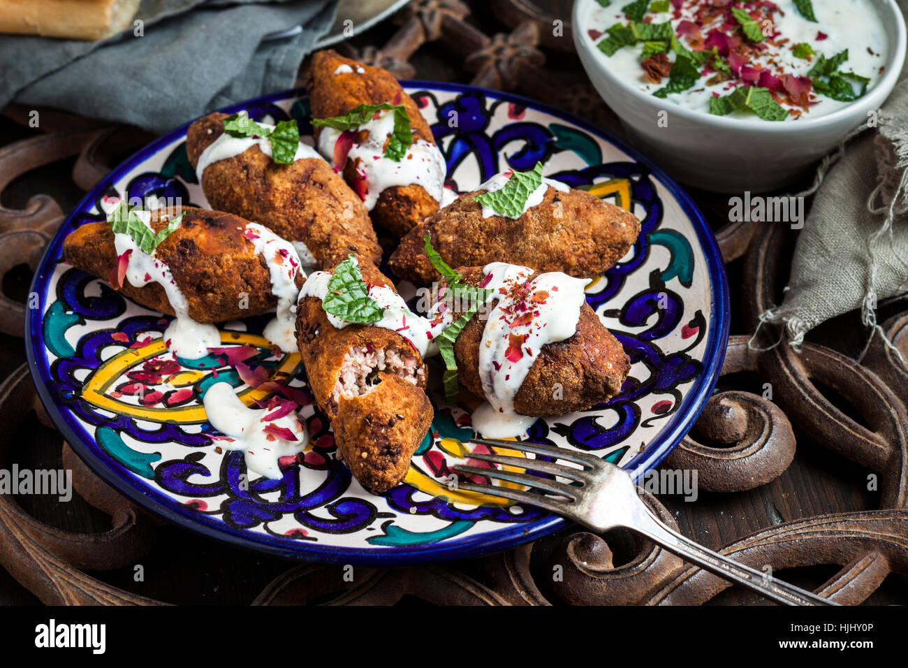 Kibbeh with yoghurt hi-res stock photography and images - Alamy