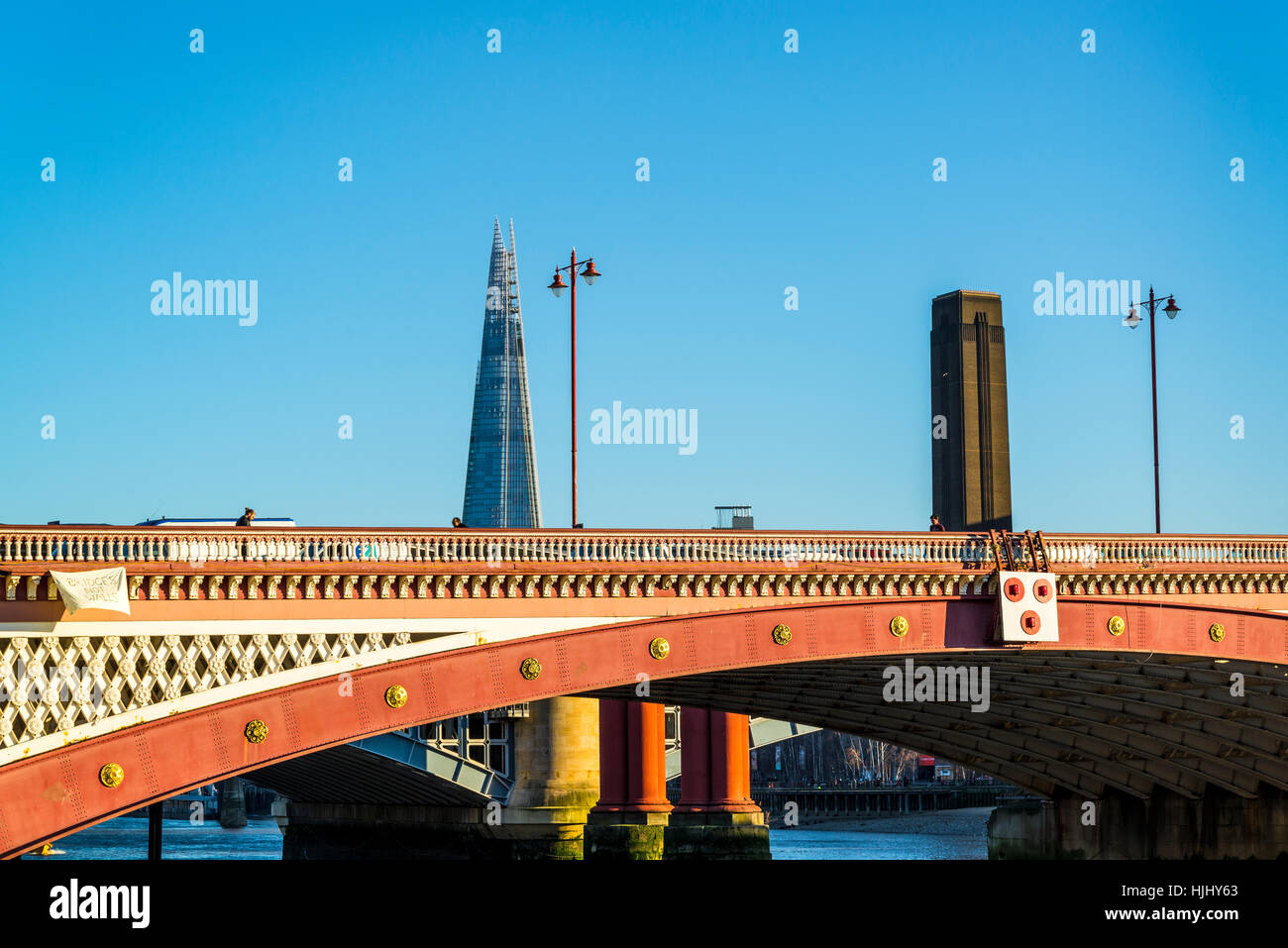 Blackfriars Bridge, Shard skyscraper and Tate Britain tower, London ...