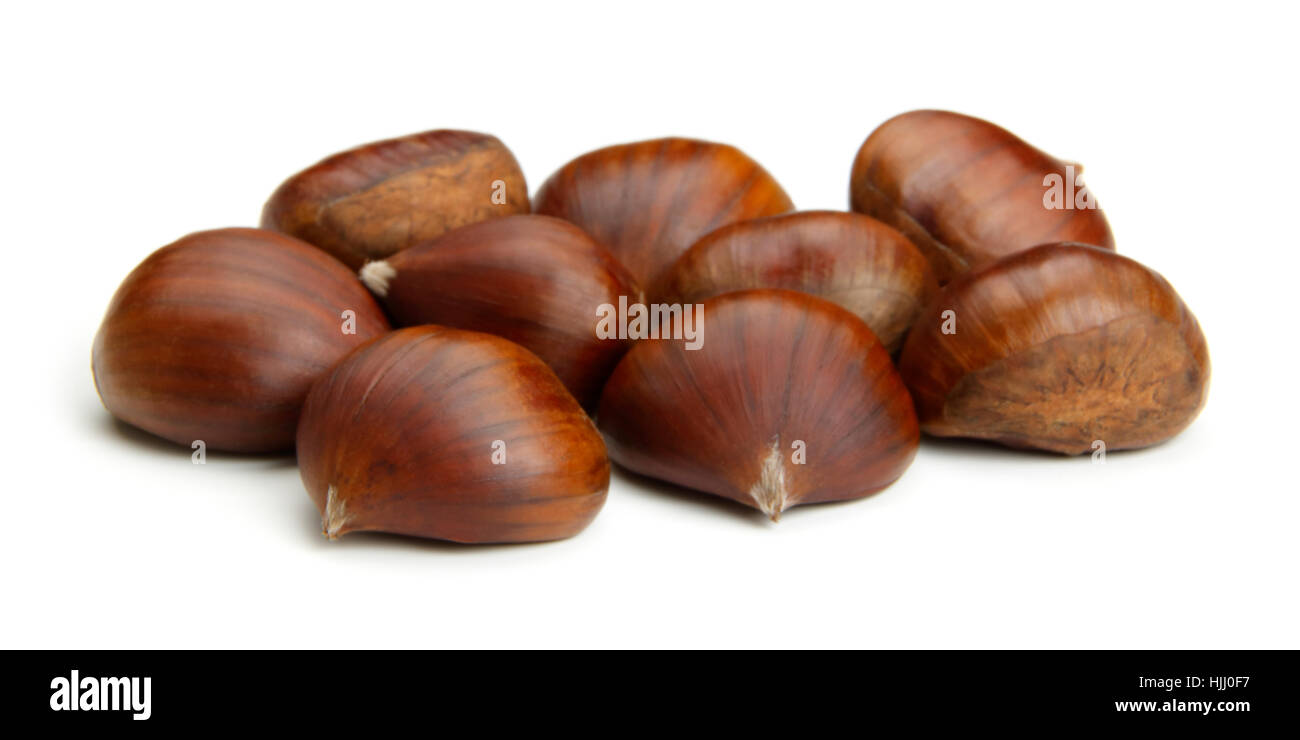 Chestnuts isolated on white background Stock Photo - Alamy