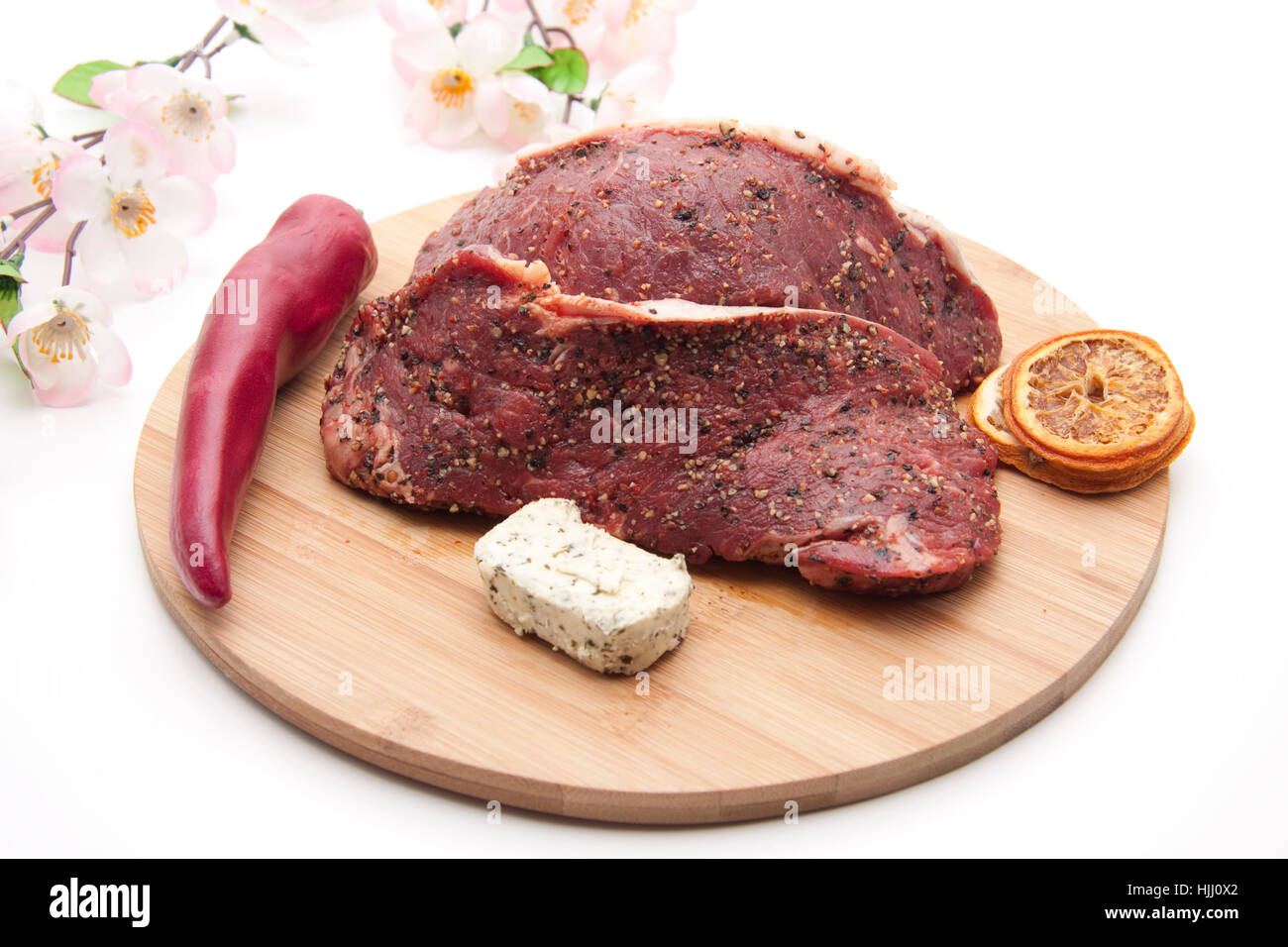 steak, herb butter, beefsteak, beef, meat, food, aliment, flower, plant ...
