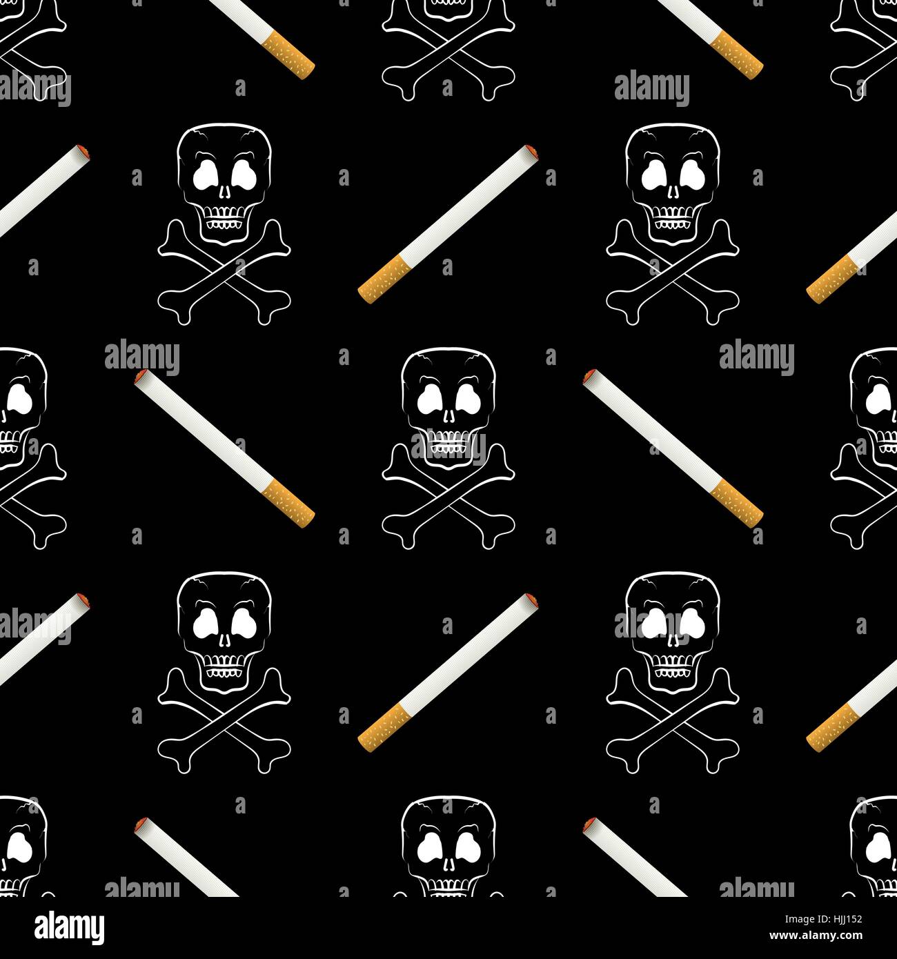 Burning Cigarette and Skull Seamless Pattern Stock Vector Image & Art ...